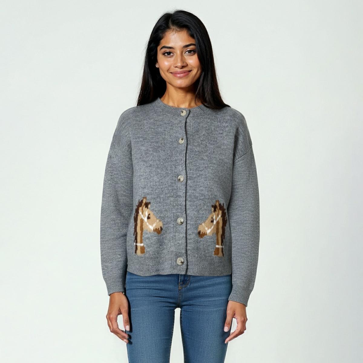 Click here for Juniors Hunter & Brown Button Front Cardigan with... prices
